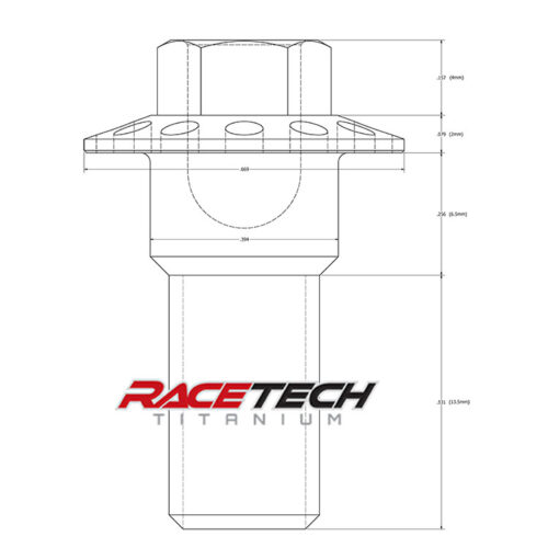 Titanium M8x20 Hex Head Shoulder Bolt (Drilled Flange) - RaceTech Titanium