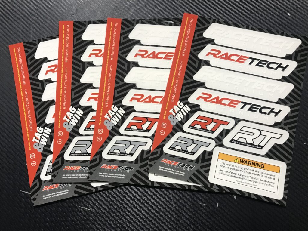 RaceTech Titanium Stickers / Decal Sheet - RaceTech Titanium